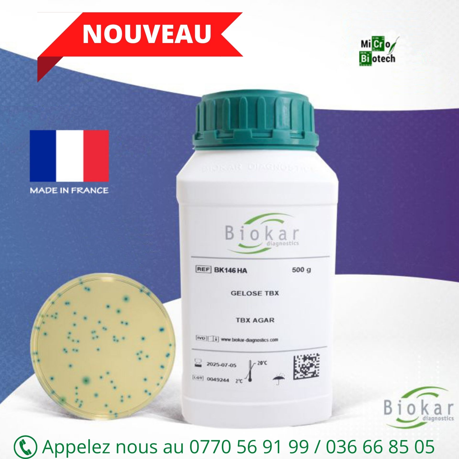 Réactifs de microbiologie, consommables et équipements en ligne